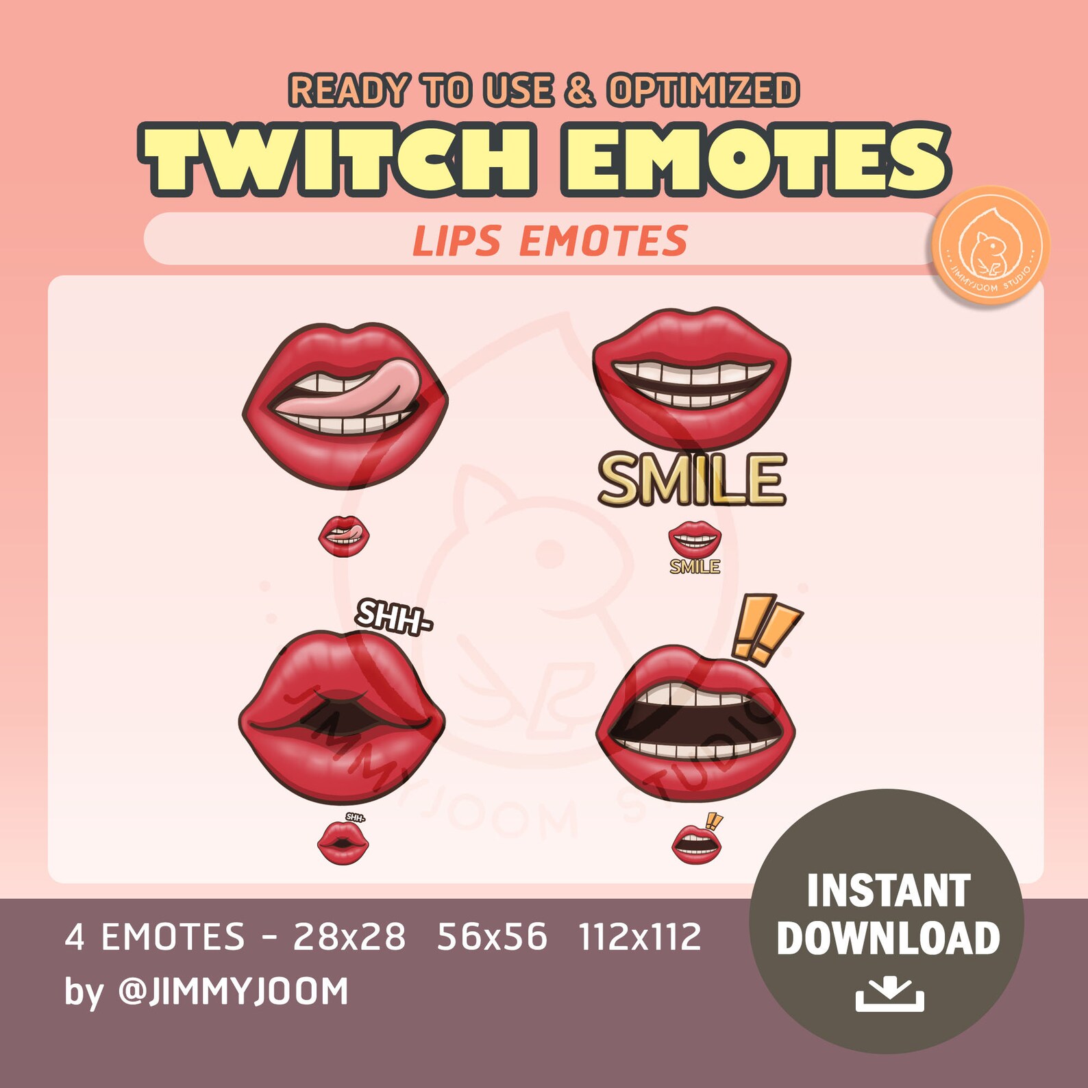 Lips Twitch Emotes Sexy Emote Pack Red Lips Pink Cute - Etsy
