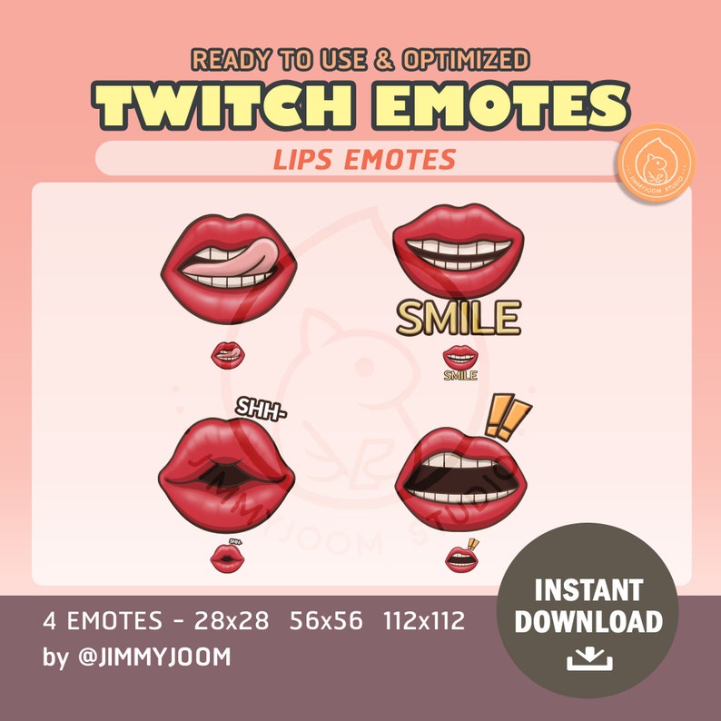 Lips Twitch Emotes Sexy Emote Pack Red Lips Pink Cute Etsy