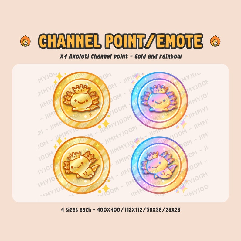 Twitch Channel Points Axolotl Coin/ Emote / Coin / Badges / Kawaii ...