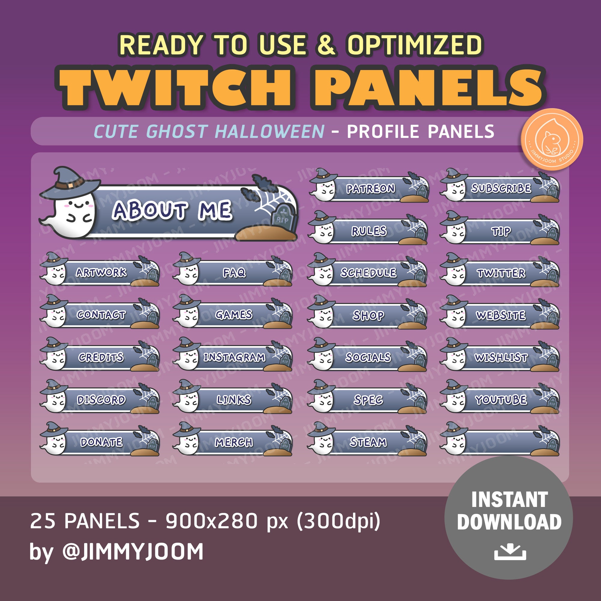 X25 Cute Halloween Panels / Halloween Twitch Panels / Ghost - Etsy