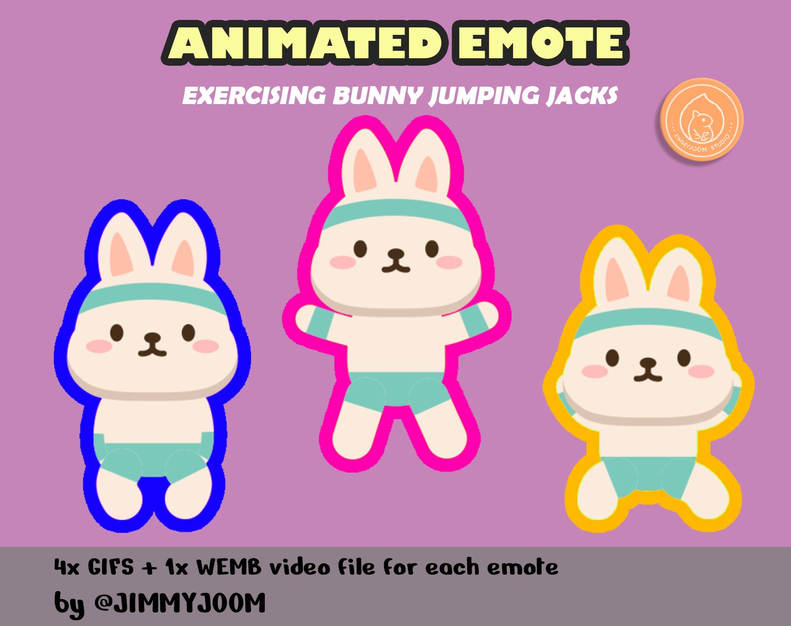 3x ANIMATED Dancing Bunny Twitch Emote Discord Emote Pack / Exercising ...