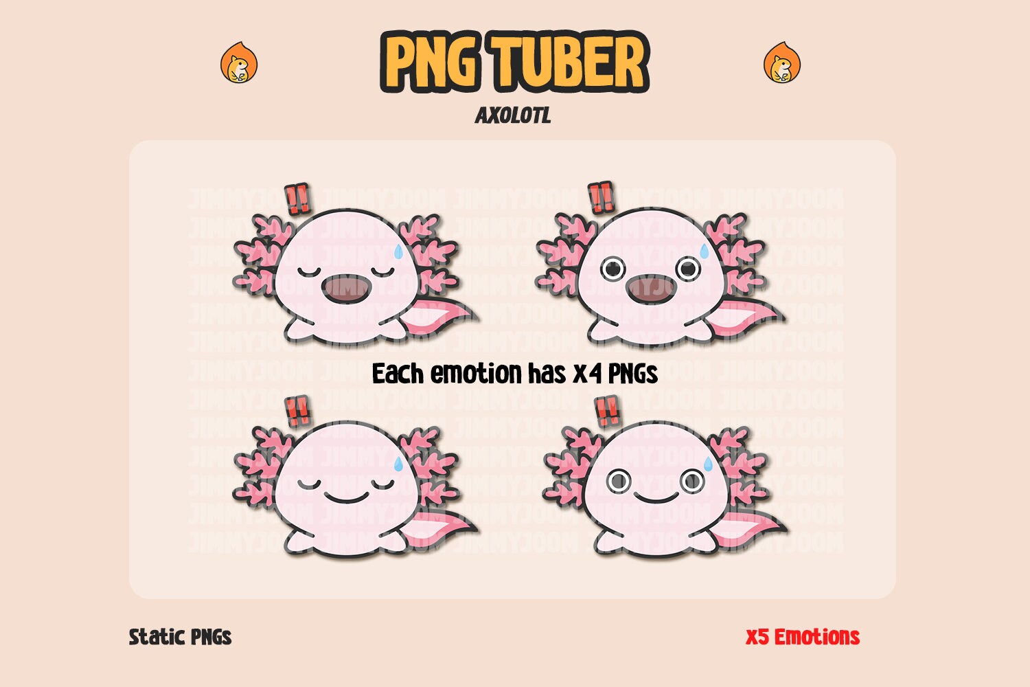 Axolotl Pngtuber Veadotube Mini PNG Tuber Cute Kawaii Pink - Etsy
