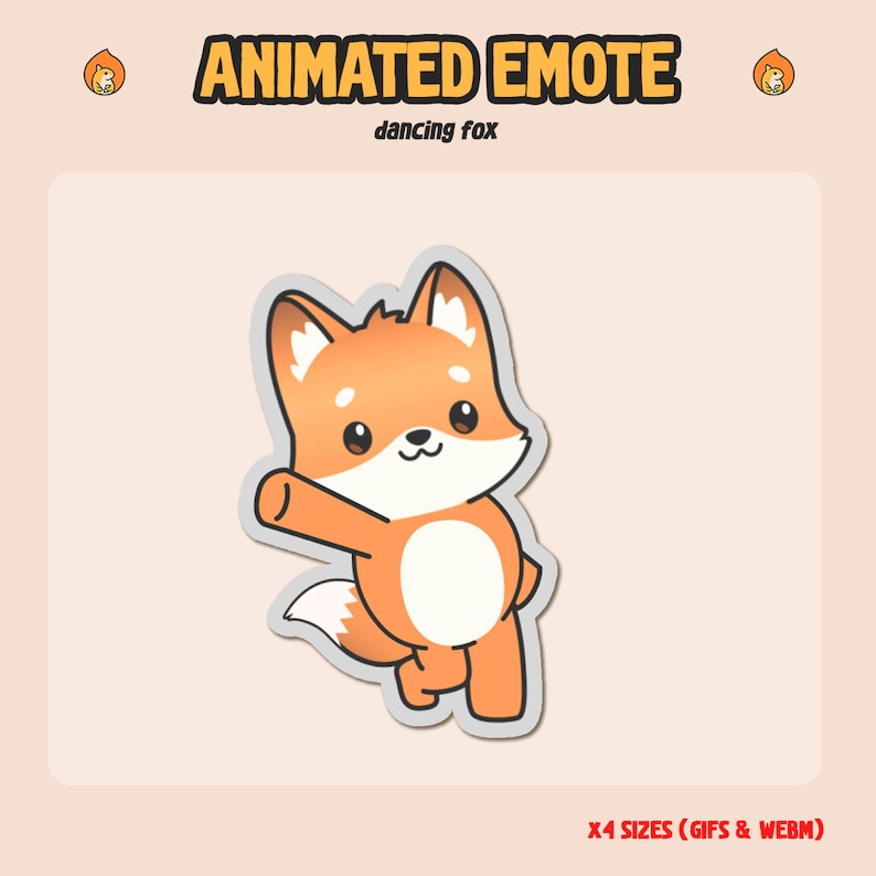 ANIMATED Emote Fox Dance / Dancing Emote / Twitch Discord Emote / Red ...