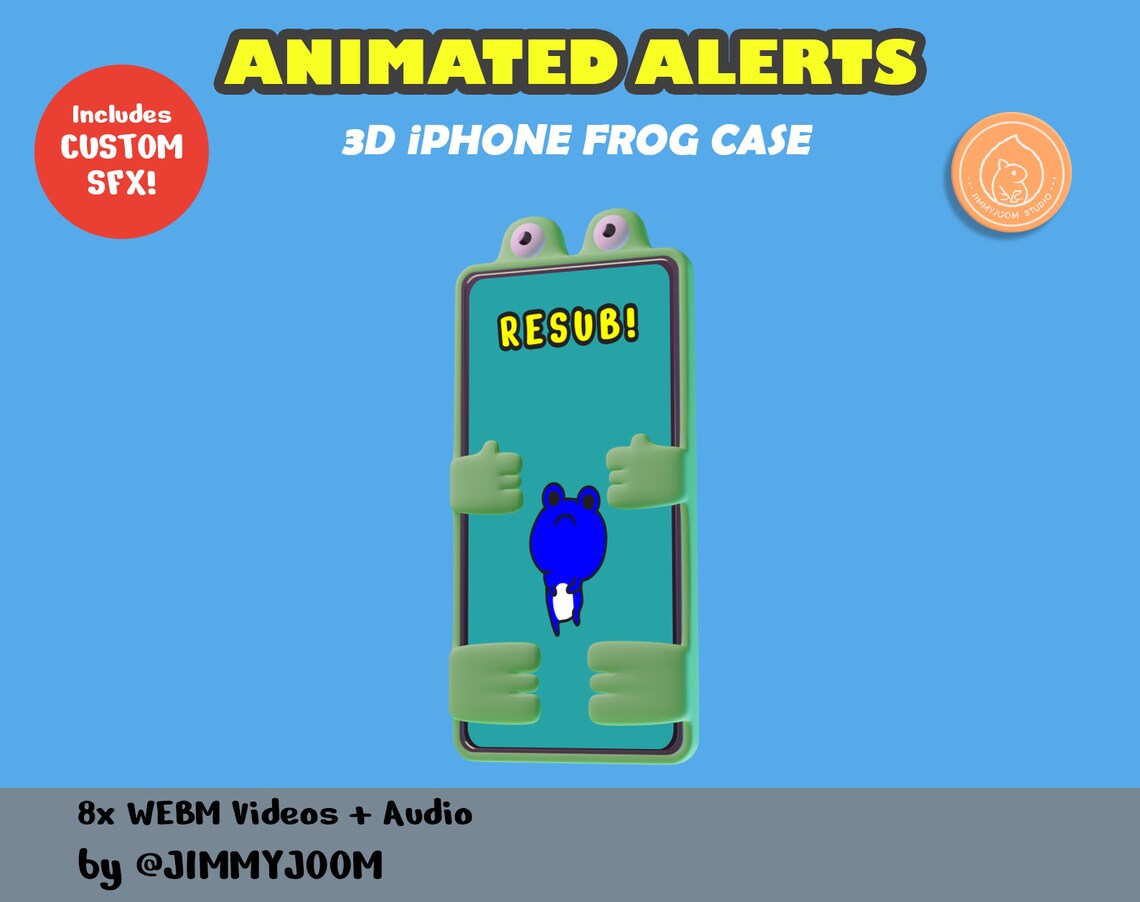 3D Animated Twitch Alerts Cute Frog Kawaii Smartphone Frog - Etsy