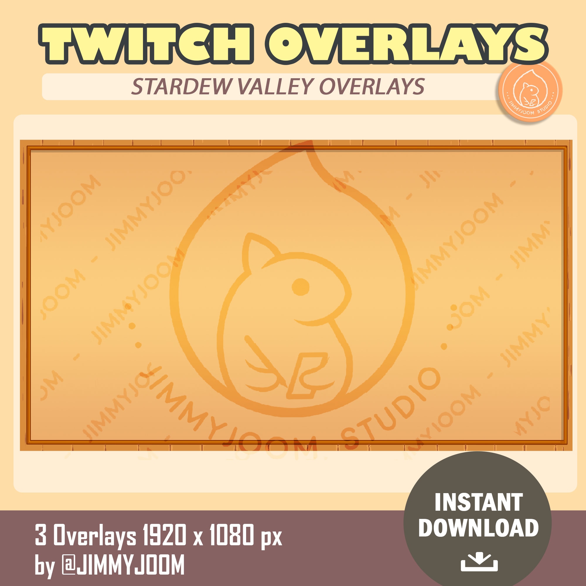 Stardew Valley Style Twitch Overlay Brown Wood Stream Overlay Package ...