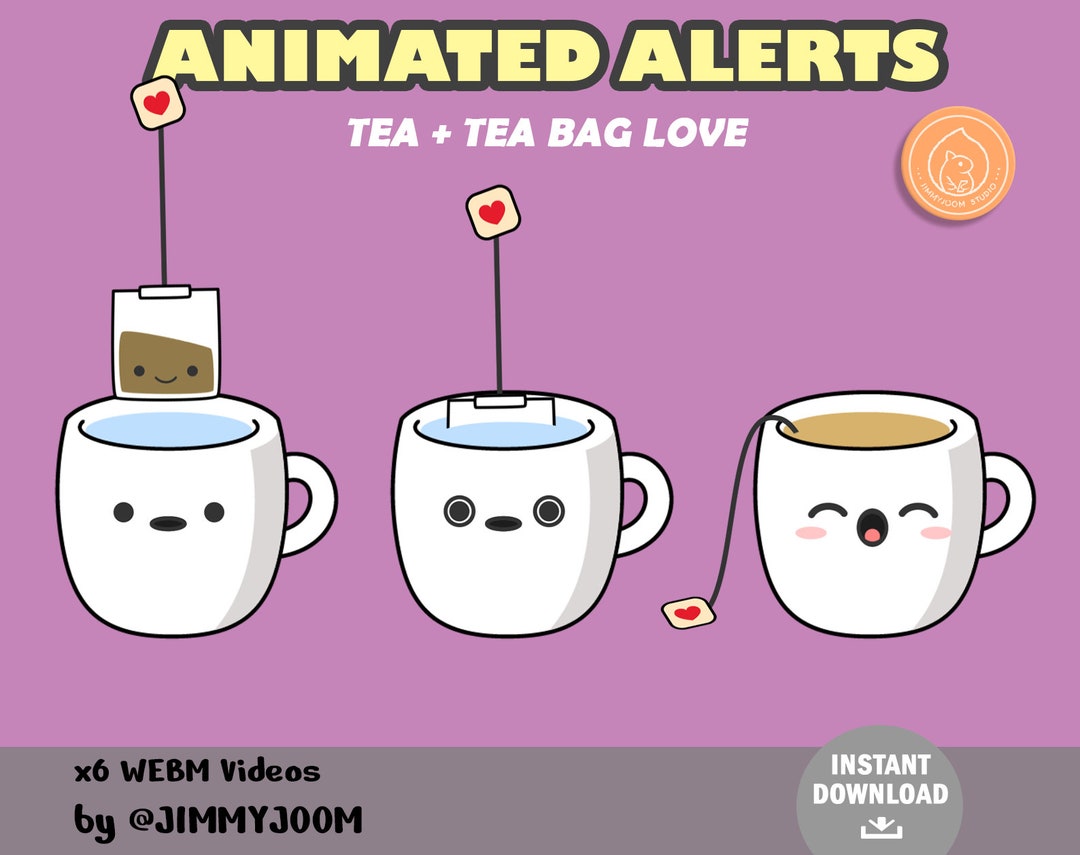 ANIMATED Tea Coffee Twitch Stream Alerts / Cute Kawaii Food / Pastel ...