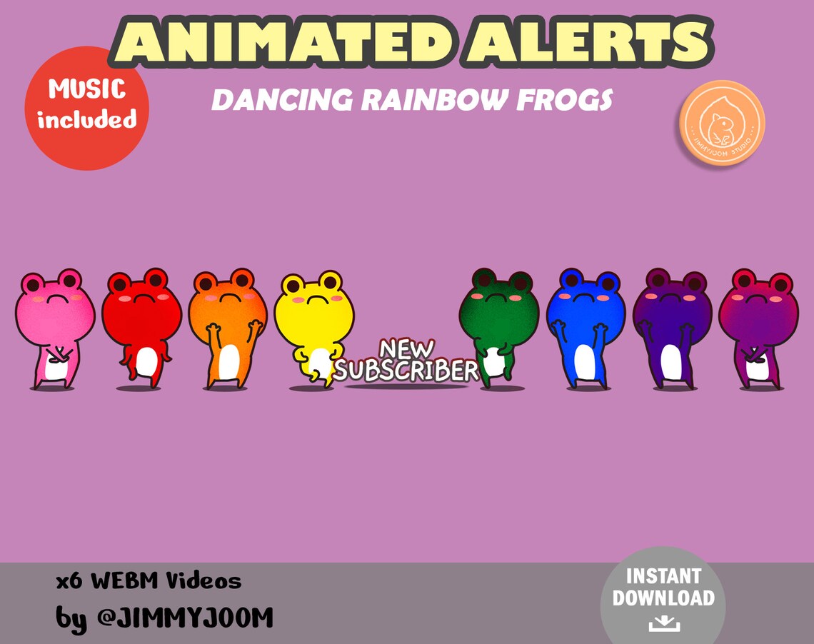 ANIMATED Rainbow Dancing Frog Twitch Stream Alerts W Music / Cute ...