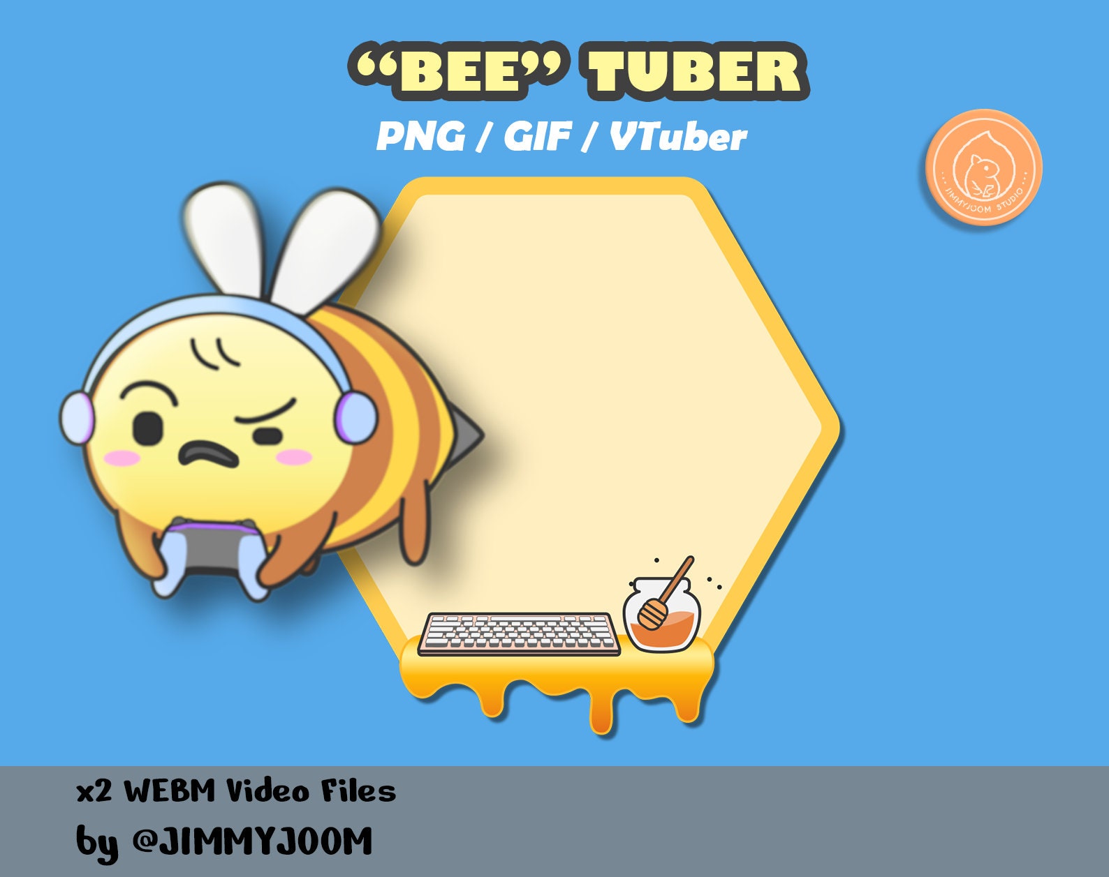 Animated Cute Bee Vtuber / PNG GIF Tuber / Yellow Honey Bee Animated ...