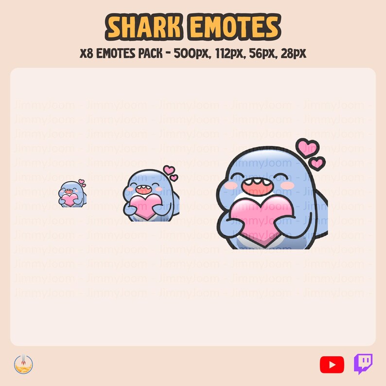 Cute Shark Emotes - Twitch Discord Emote Pack - Kawaii Shark Emotes ...