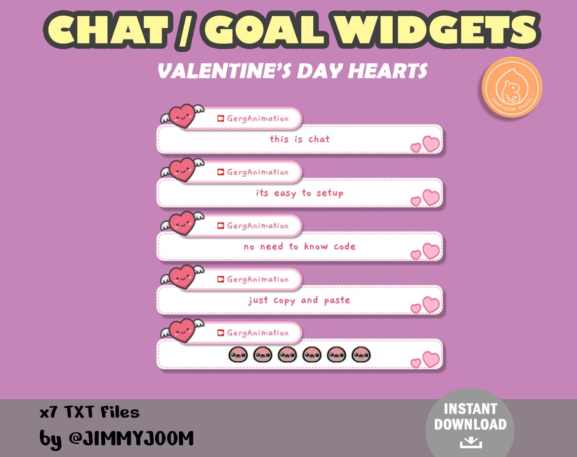 Custom Cute Heart Chat and Goals Widgets for Twitch / Animated Stream ...