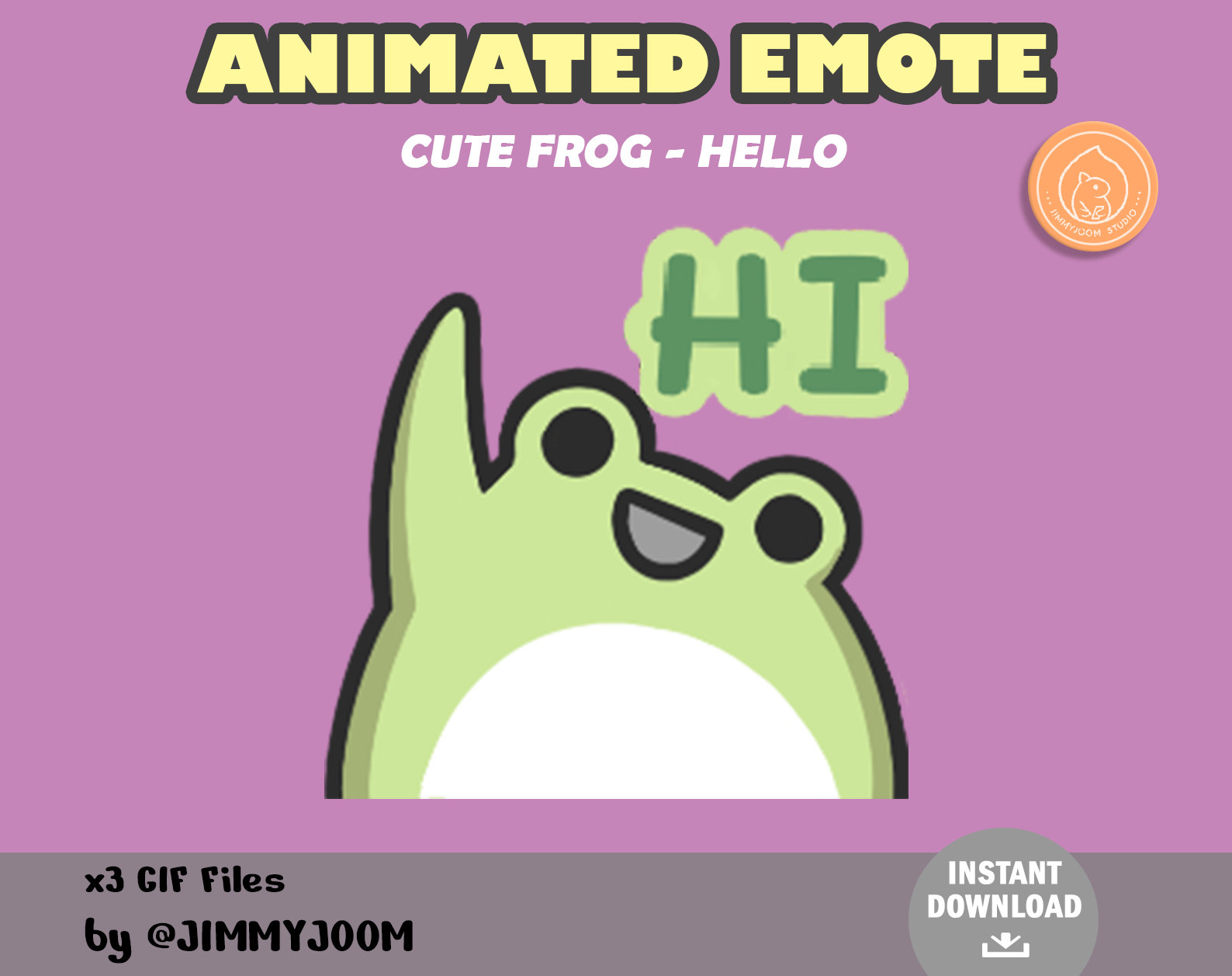 ANIMATED Cute Frog Hello Hi Twitch Emote Discord Emote / Text - Etsy