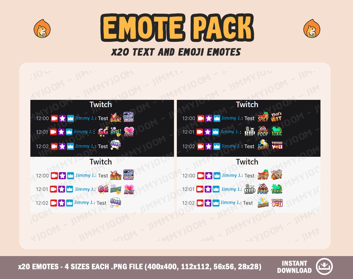 Text Emote Pack With Emojis / Emoji Emotes / Twitch Emote Pack ...