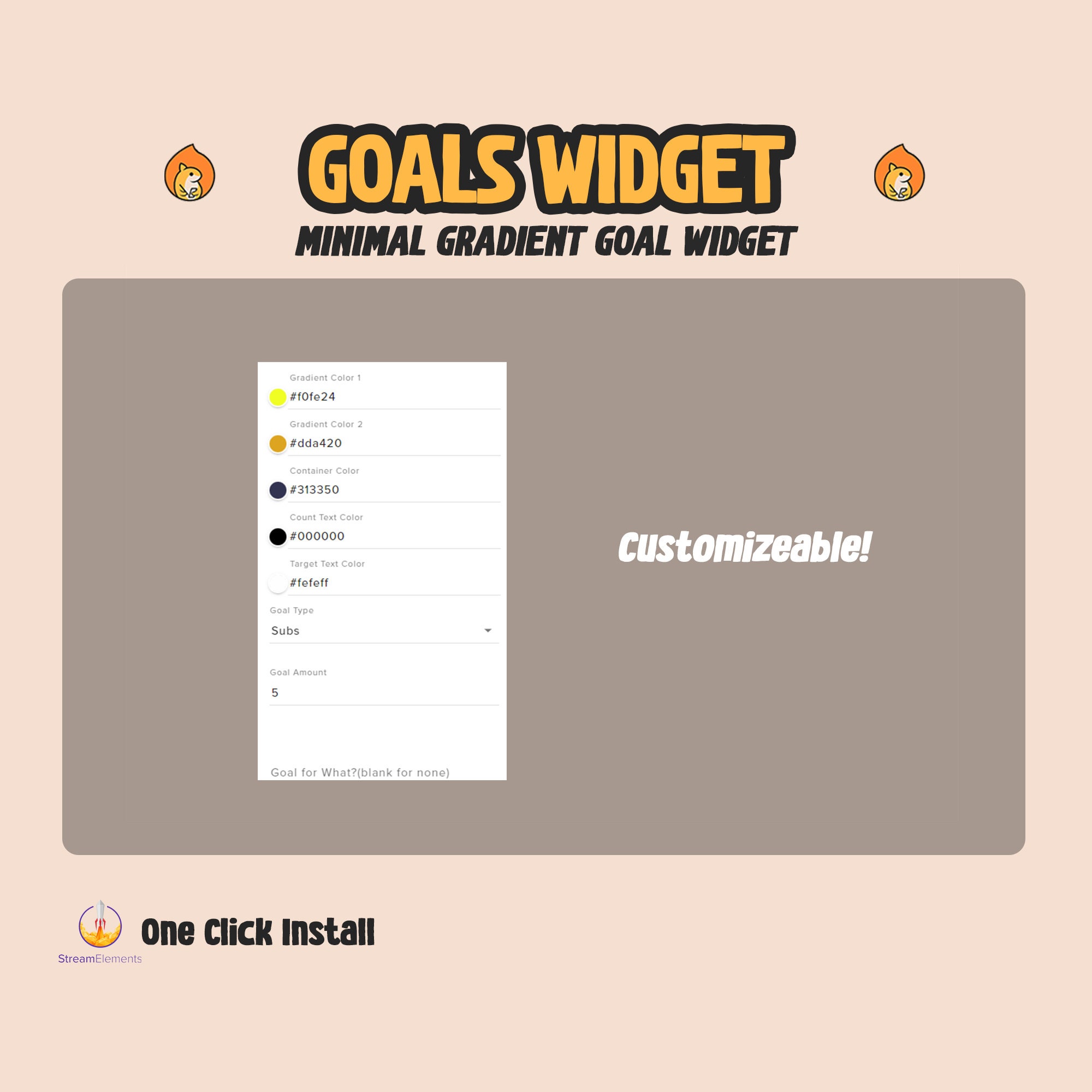Custom Goal Widget / Minimal Gradient Goal Widgets / Donations Tips Followers Subs Cheer Bits ...