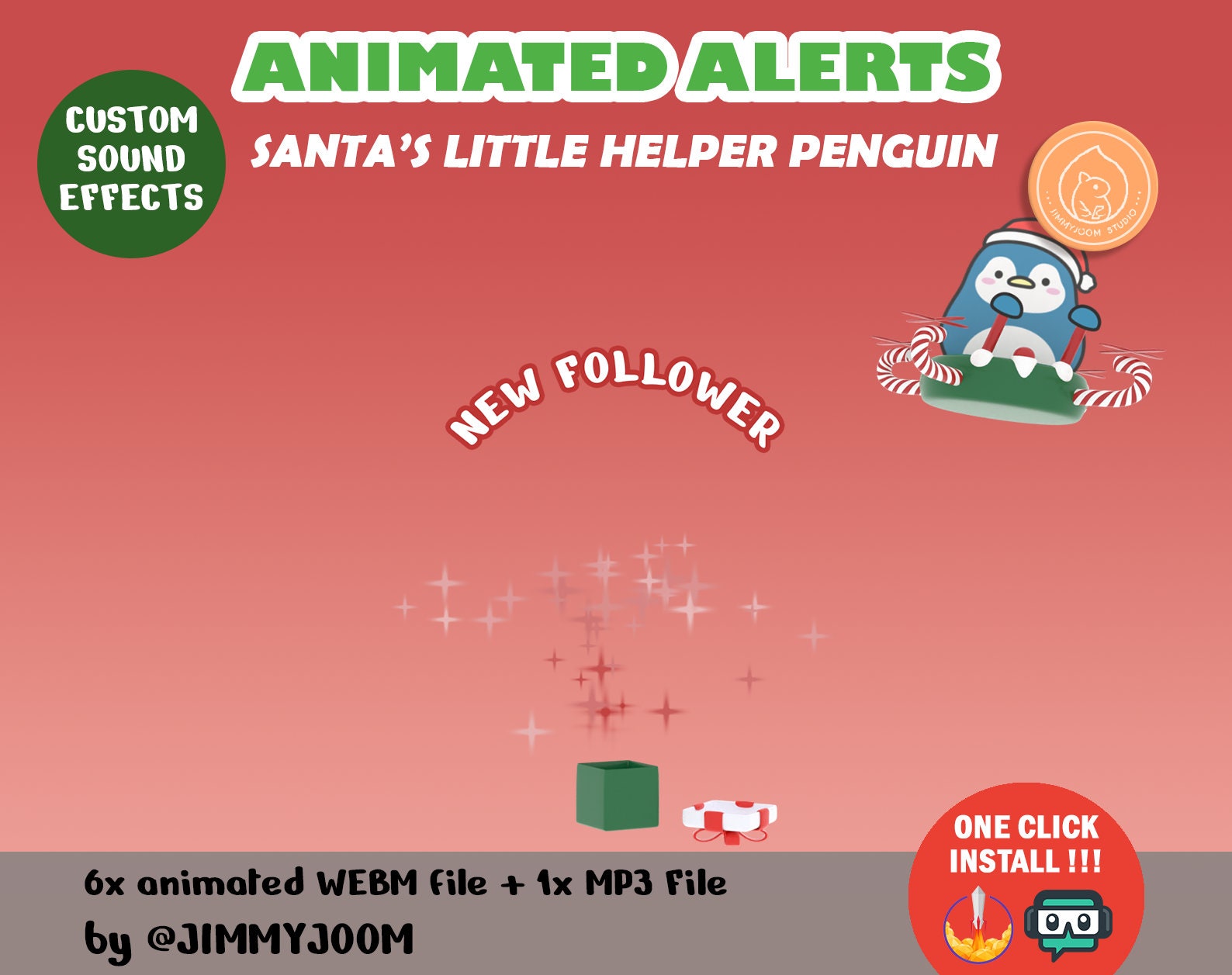 Cute Animated Christmas Alerts / Kawaii Penguin Twitch Alert Pack / Sub ...