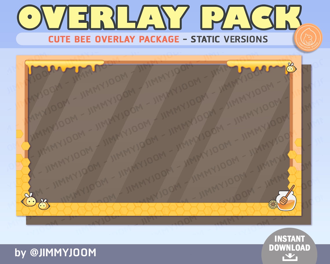 Cute Kawaii Bee Overlay Pack / Yellow Honey Bee Webcam Overlay ...