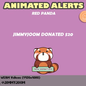 ANIMATED Red Panda Twitch Stream Alerts / Cute Kawaii Panda/ Pastel ...