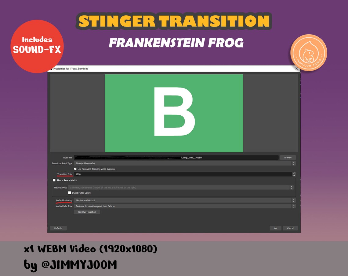 Halloween Frog Stinger Transition / Cute Kawaii Frankenstein Frog ...