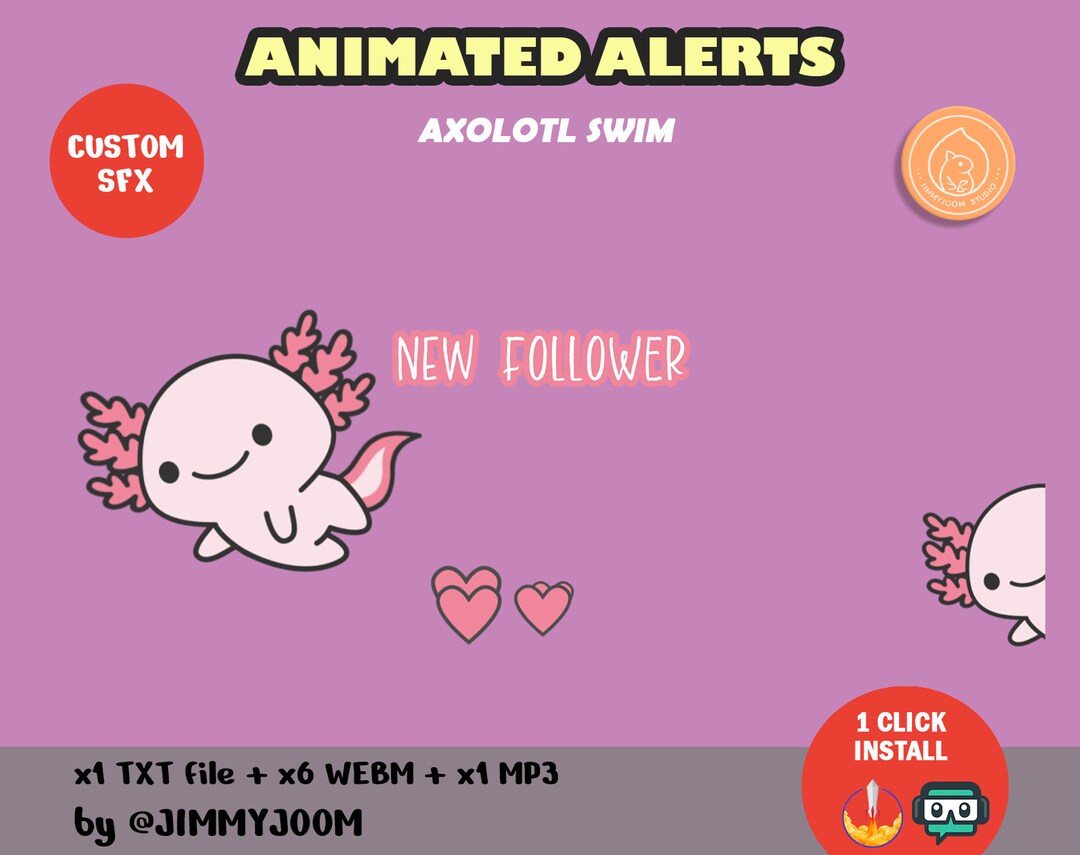 ANIMATED Axolotl Alerts / Twitch Alerts / Stream Alerts / Sub Follower ...