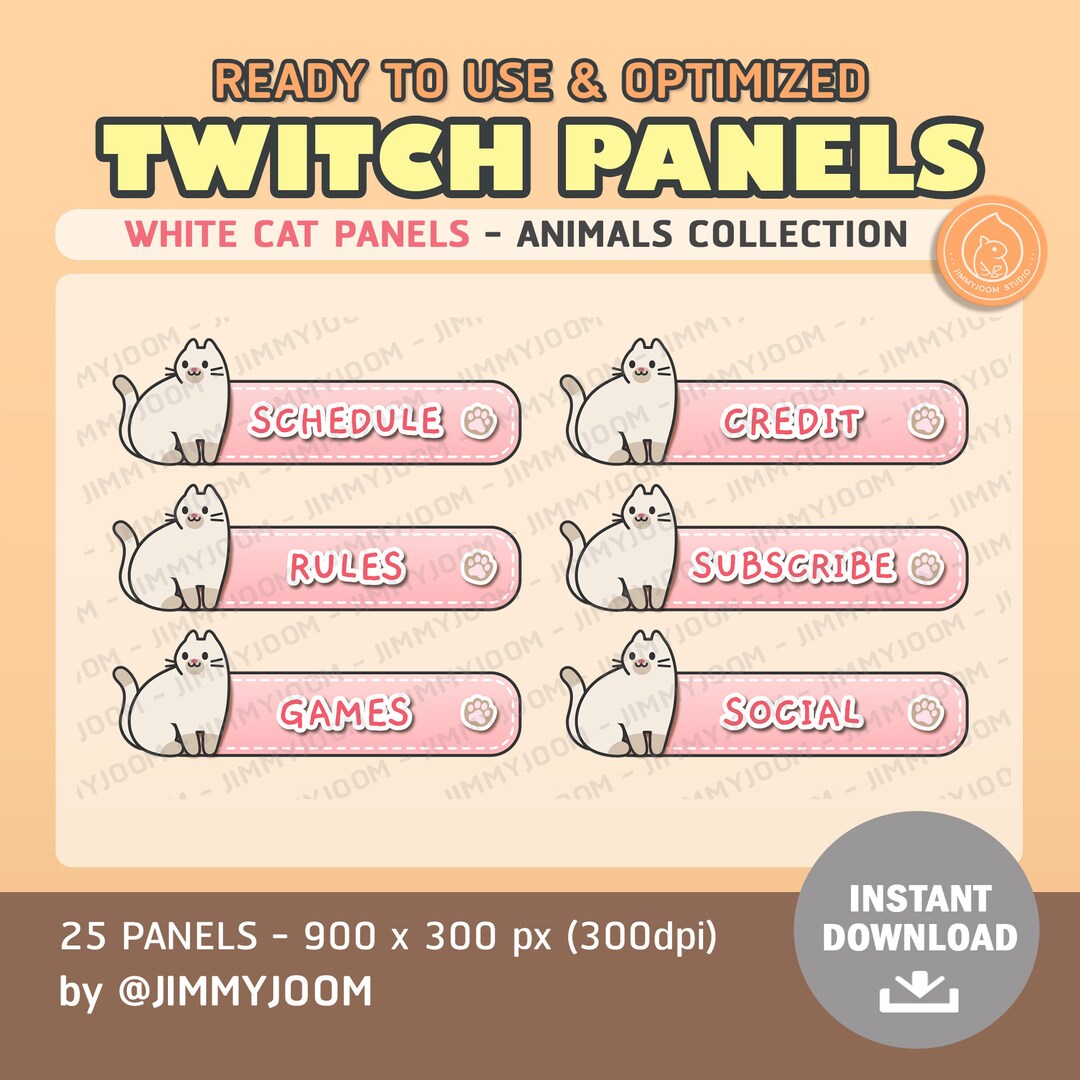 X25 Cute White Cat Twitch Streamer Panels | Kawaii | Profile | Animal ...