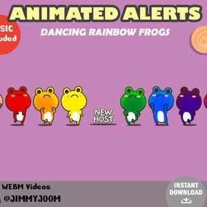 ANIMATED Rainbow Dancing Frog Twitch Stream Alerts W Music / Cute ...