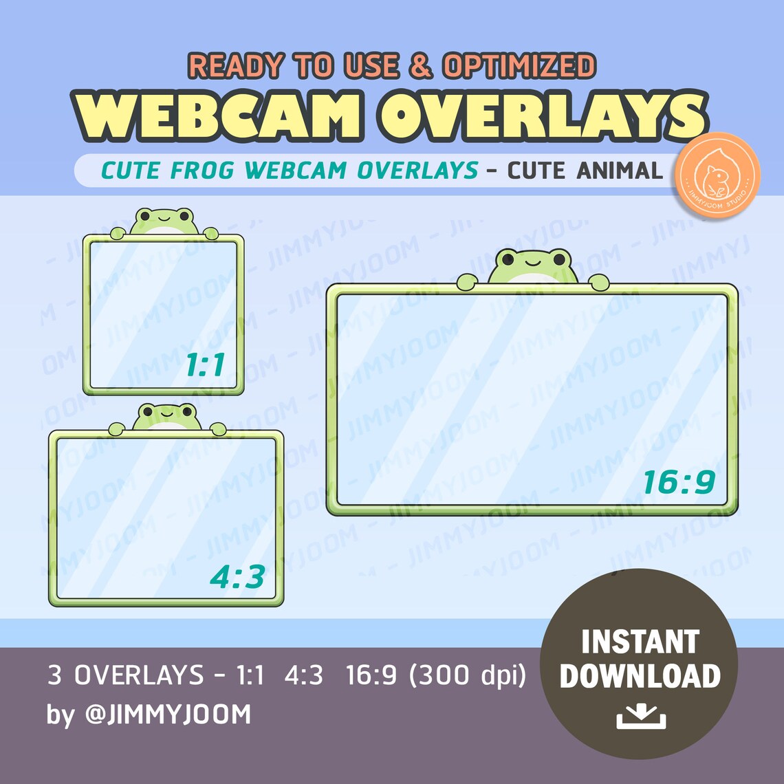 Cute Frog Webcam Overlay / Twitch Overlays / Camera Frame / Green ...