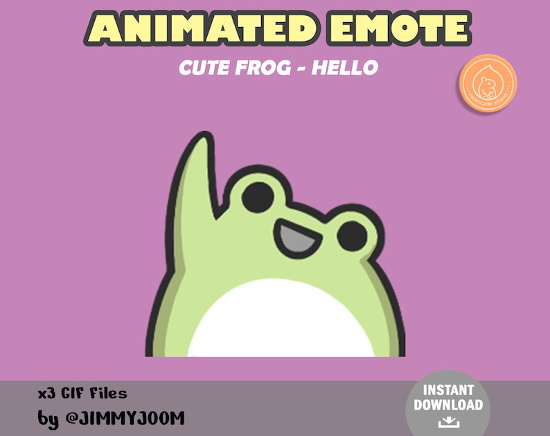 ANIMATED Cute Frog Hello Hi Twitch Emote Discord Emote / Text - Etsy