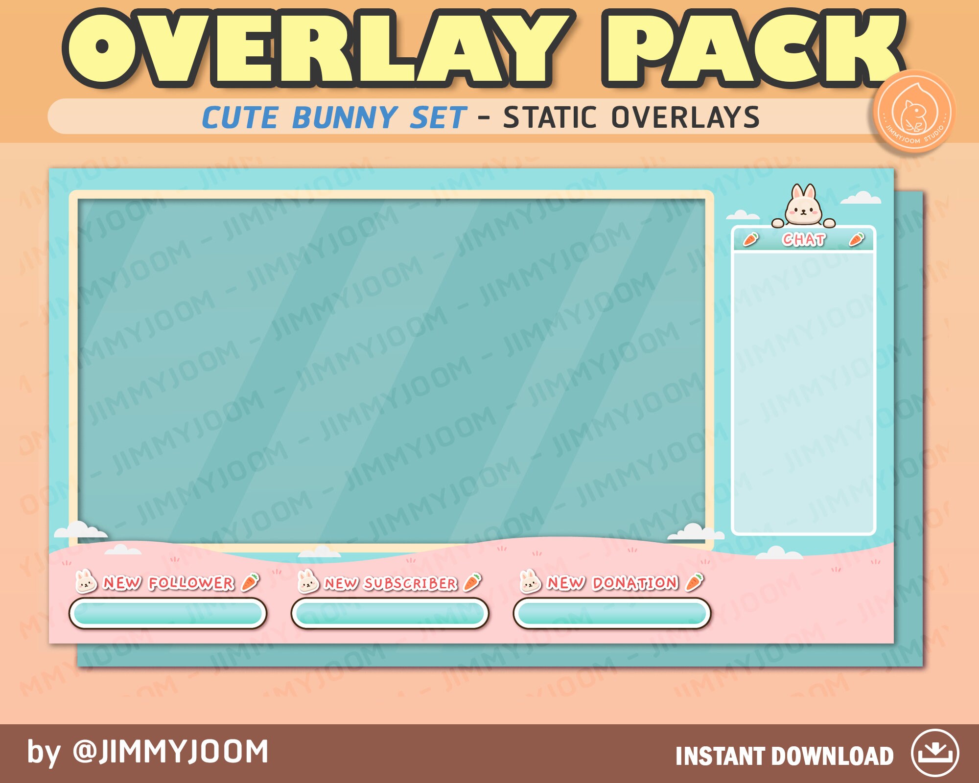 Cute Kawaii Bunny Rabbit Overlay Pack / Webcam Overlay / Waiting ...