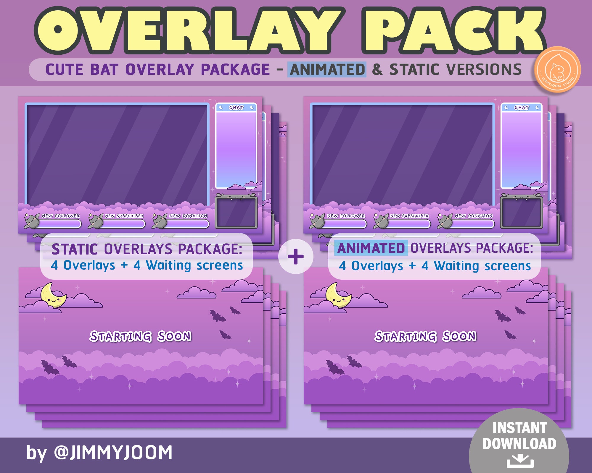 Animated Halloween Bat Overlay Pack / Kawaii Bat Overlays and - Etsy