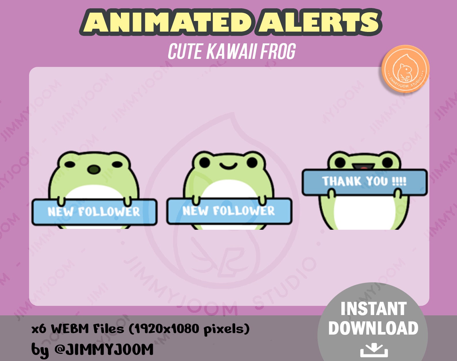 ANIMATED Frog Twitch Stream Alerts / Cute Kawaii Frog / Pastel Alert ...