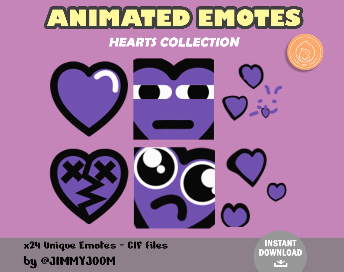 ANIMATED Heart Emotes for Twitch Discord / Valentine's Day / Animated ...