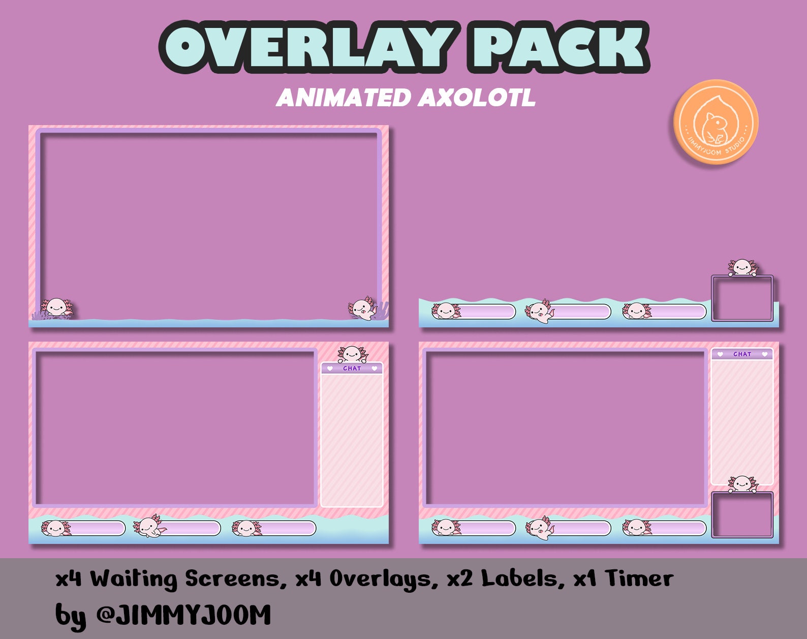 Axolotl Twitch Overlay Pack / Animated Overlay / Stinger Transition ...
