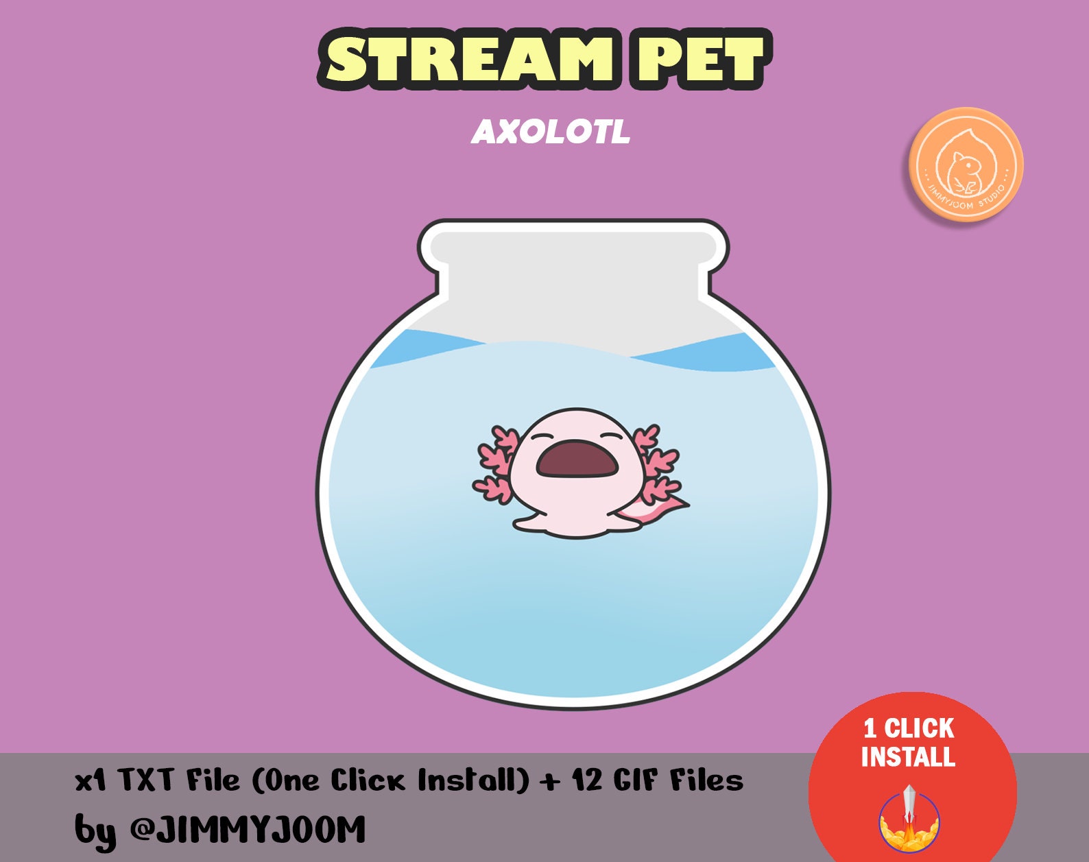 Animated Axolotl Stream Pet Custom Widget / STREAMELEMENTS Interactive ...