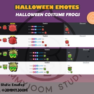 Halloween Emote Pack / Kawaii Twitch Discord Emotes / Cute Frog ...