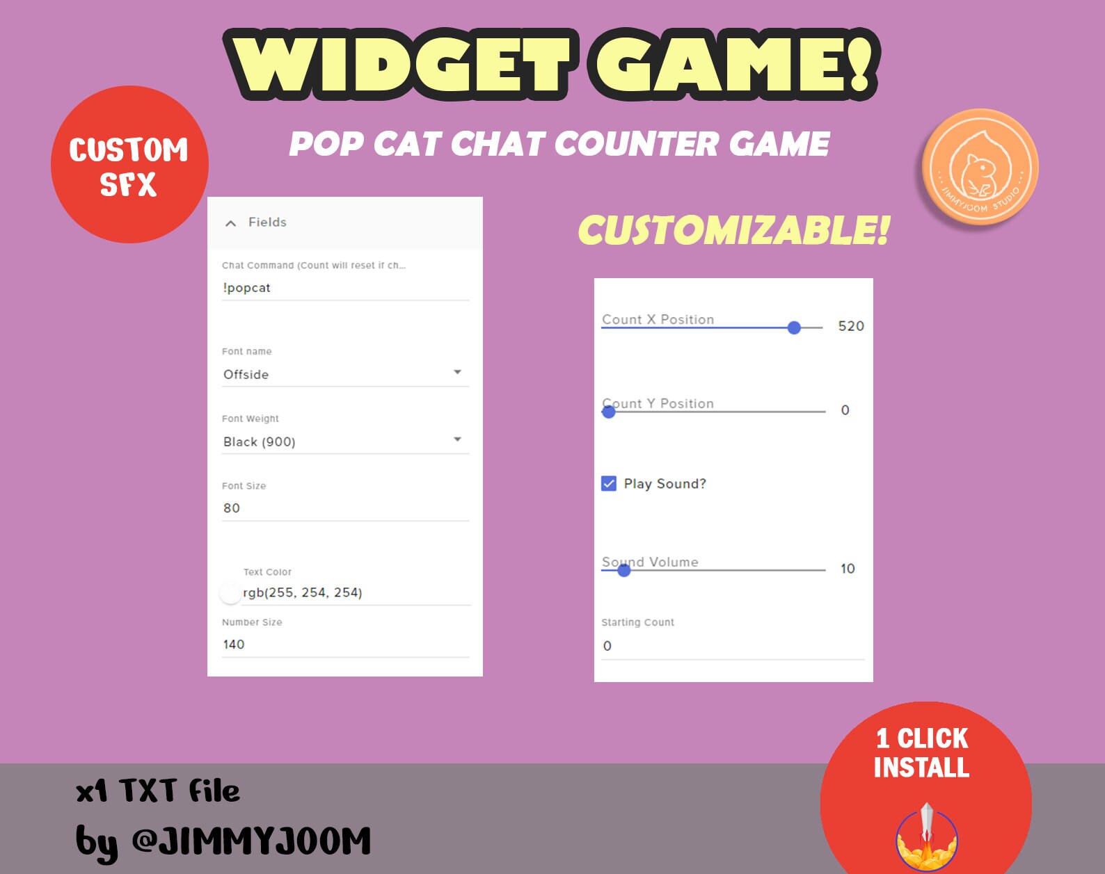 Pop Cat Custom Widget Counter / Chat Widget Game / Cat Meme - Etsy