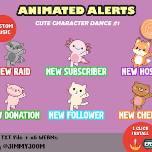 ANIMADO Cute Dance Twitch Alerts / Kawaii Axolotl Pig Cat Fox Bear ...
