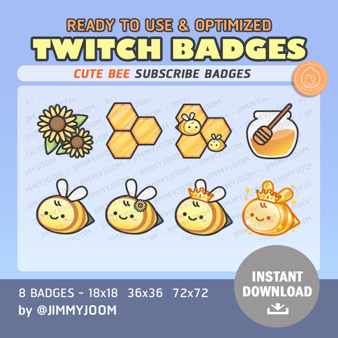 8x Twitch Honey Bee Badges / Sub Badges Goals / Yellow Brown - Etsy