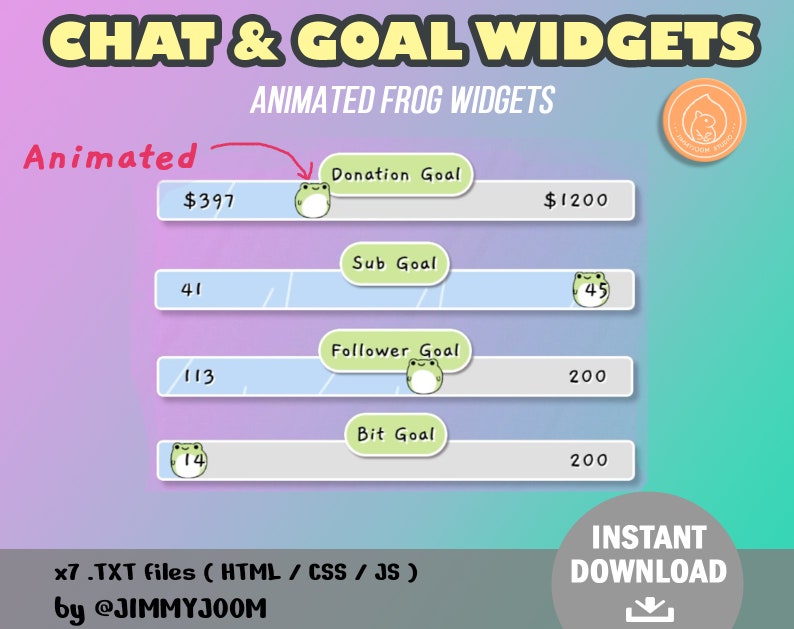 STREAMLABS Cute Frog Chat and Goals Widgets for Twitch / - Etsy