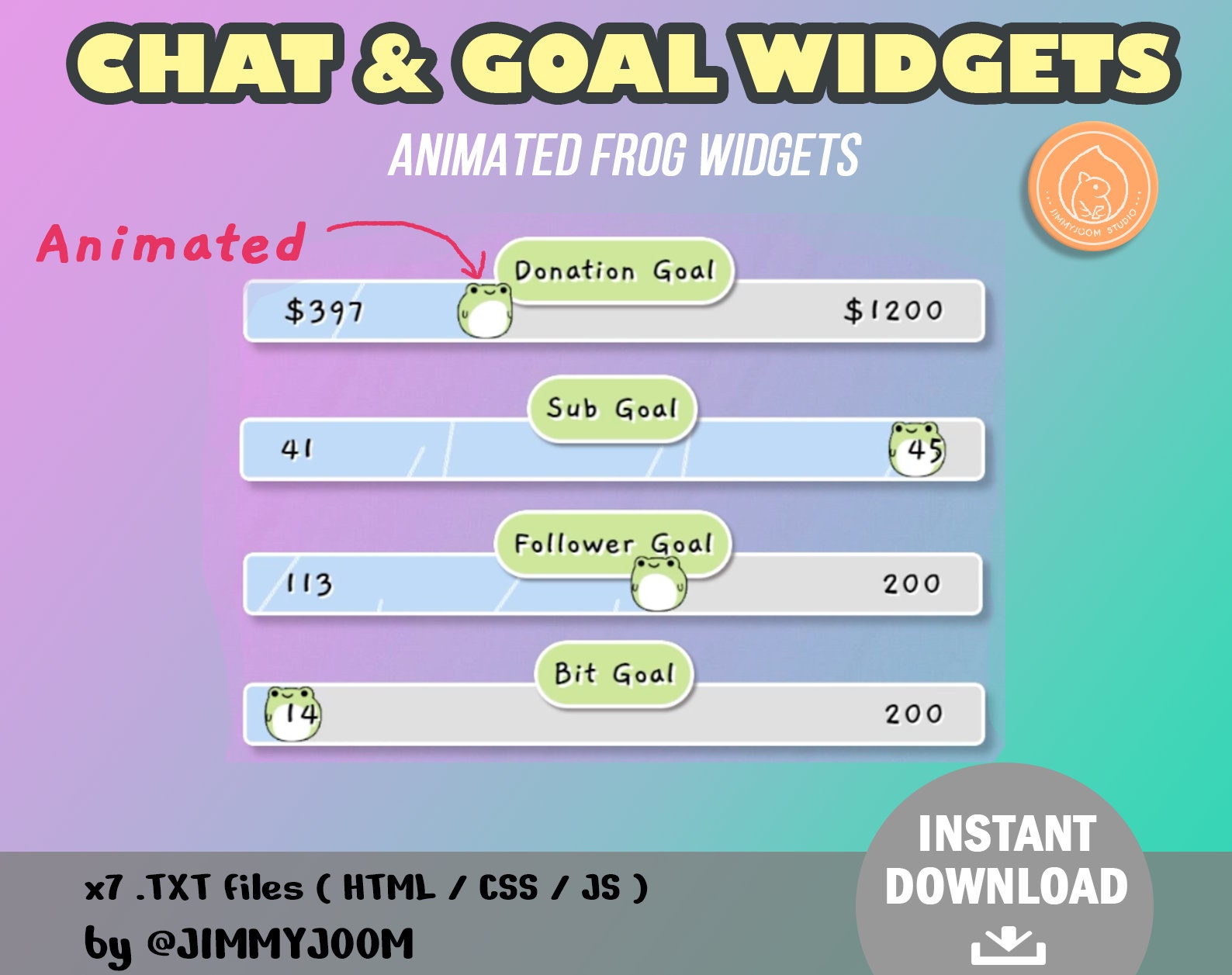 STREAMLABS Cute Frog Chat and Goals Widgets for Twitch / - Etsy