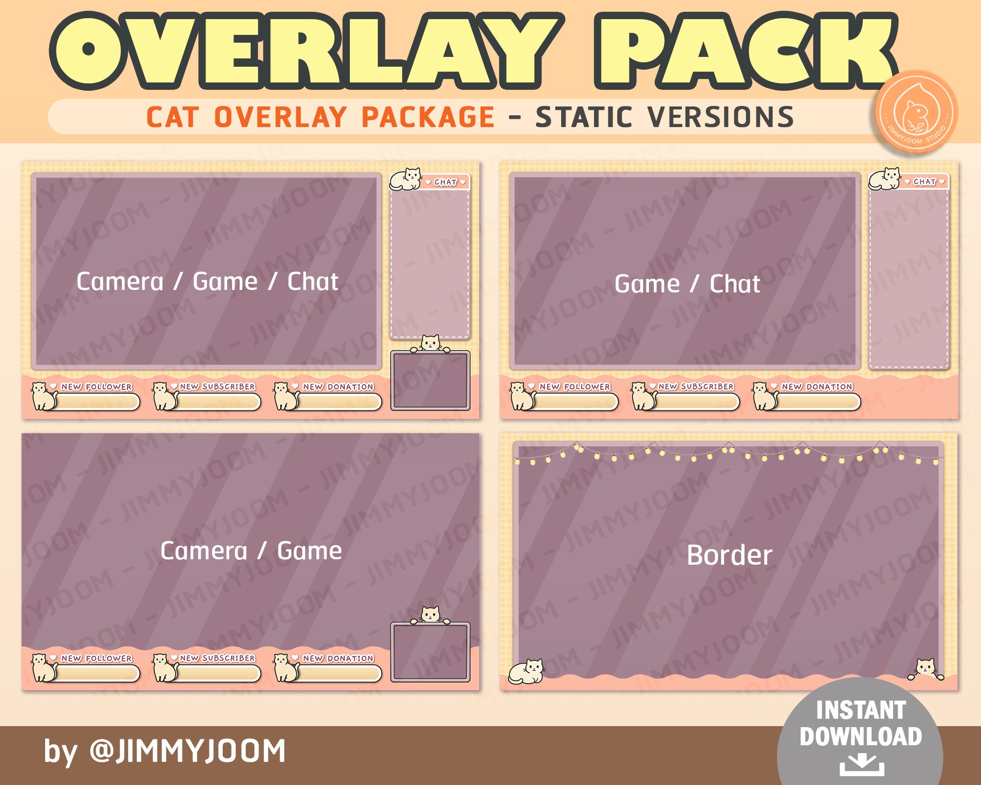 Cute Cat Kitten Overlay Pack / Tabby Cat Webcam Overlay / Waiting ...