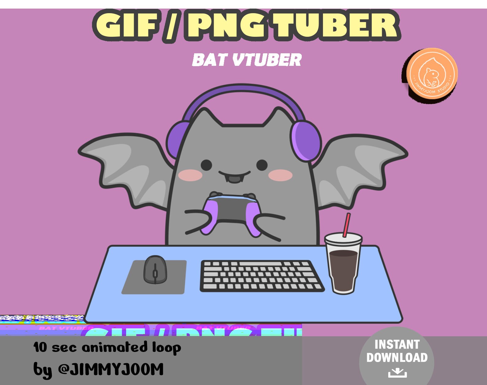 Cute Bat Animated Giftuber Pngtuber Vtuber for Twitch - Etsy