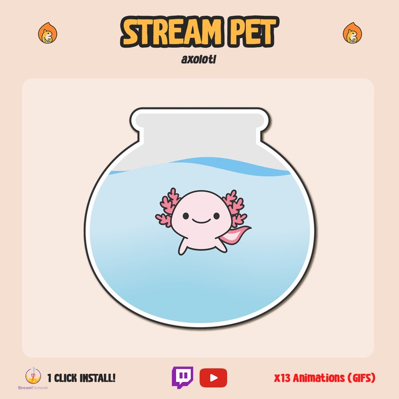 Animated Axolotl Stream Pet Custom Widget / STREAMELEMENTS Interactive ...
