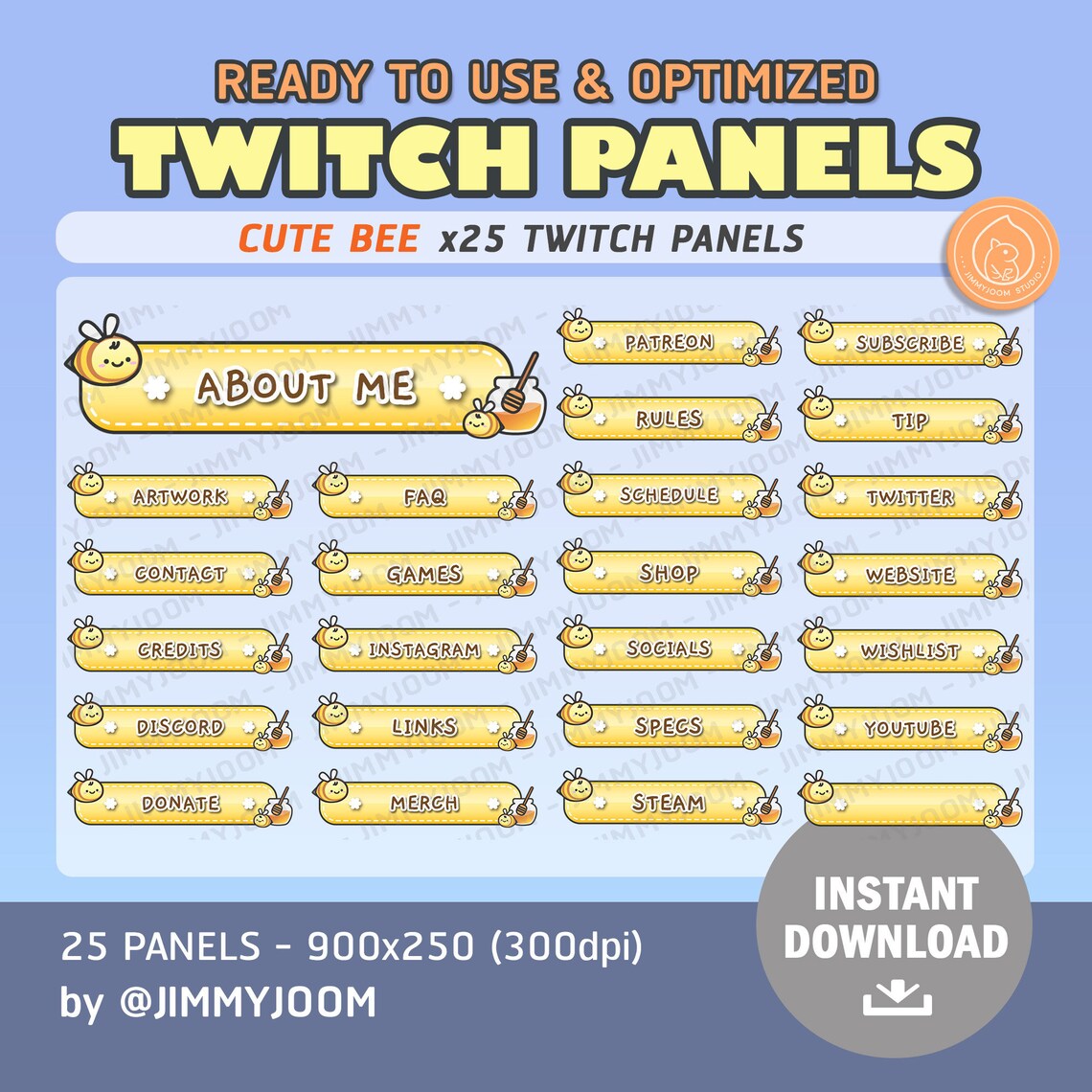 X25 Cute Bee Twitch Streamer Panels Kawaii Profile Honey Bee Vtuber ...
