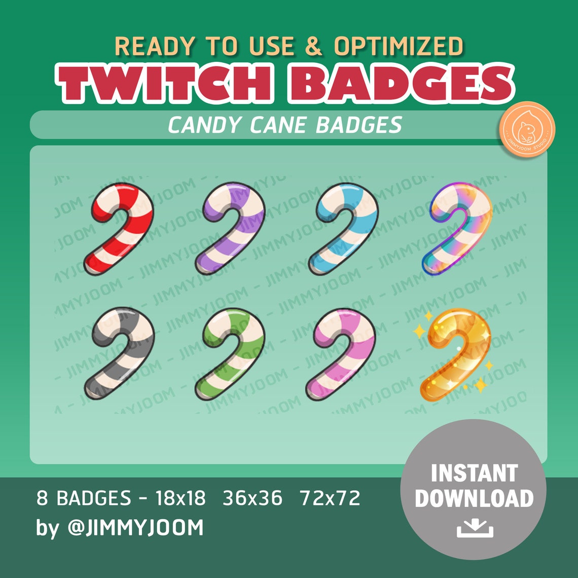 8x Christmas Twitch Candy Cane Badges / Sub Badges Goals / Purple ...