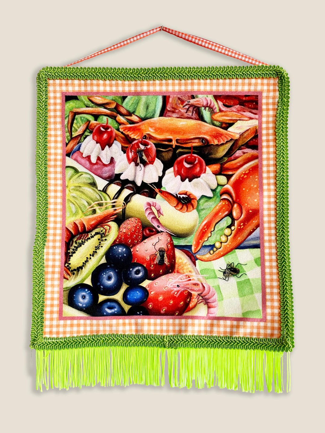 Fine Art Printed, Hand-finished, Velvet Tapestry Wall Hanging. Kitsch ...