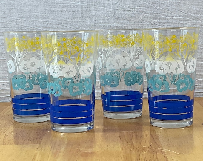 Vintage Swanky Swig Tumblers Set of 4 - 5" Juice Glasses With Teal ...