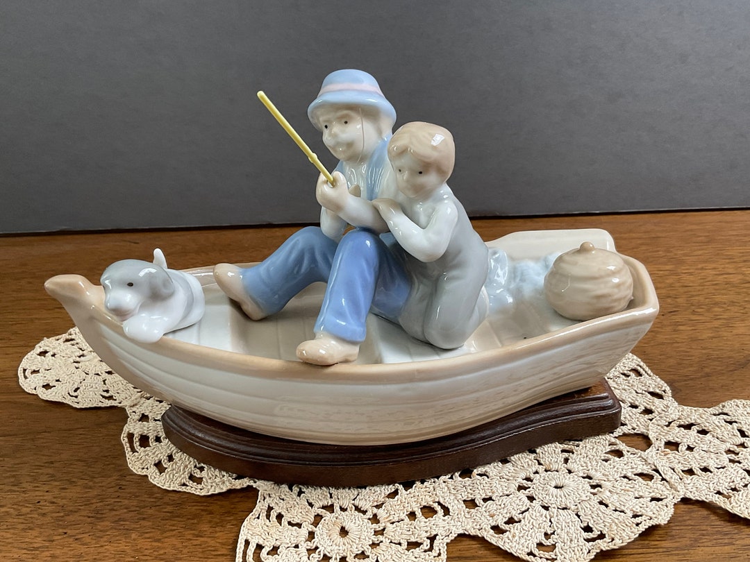 Vintage 90's Paul Sebastian Fishing Boat Porcelain Figurine Meico ...