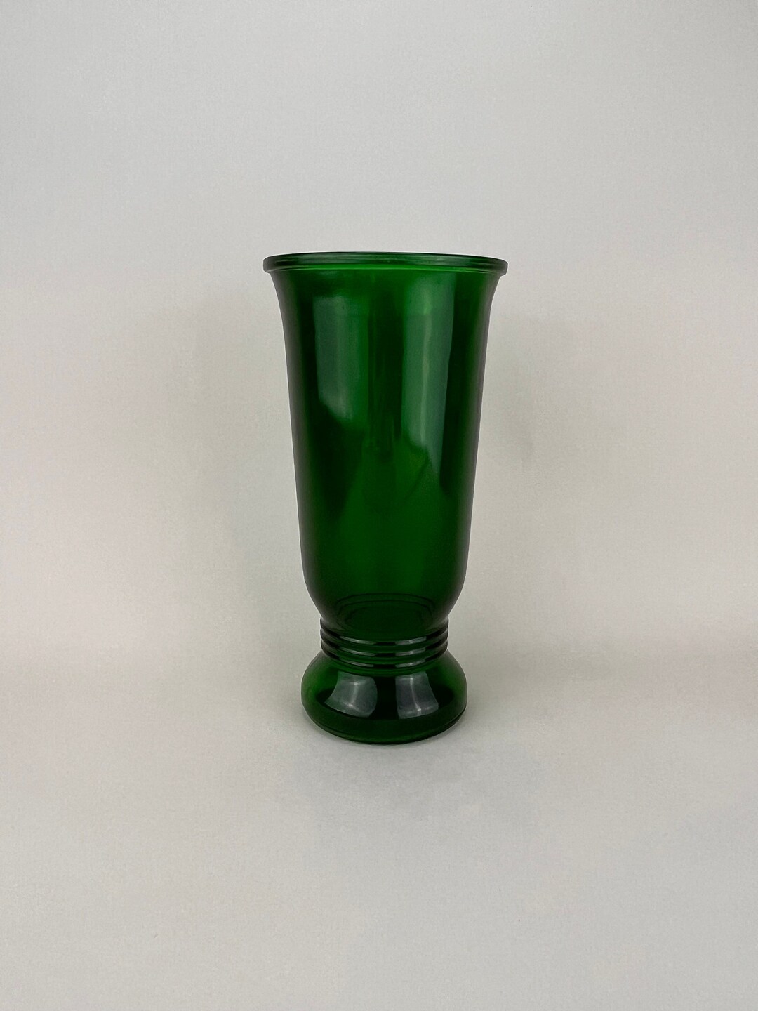Vintage Napco Flower Vase Forest Green 9.5 Glass Vase Ridged Base - Etsy