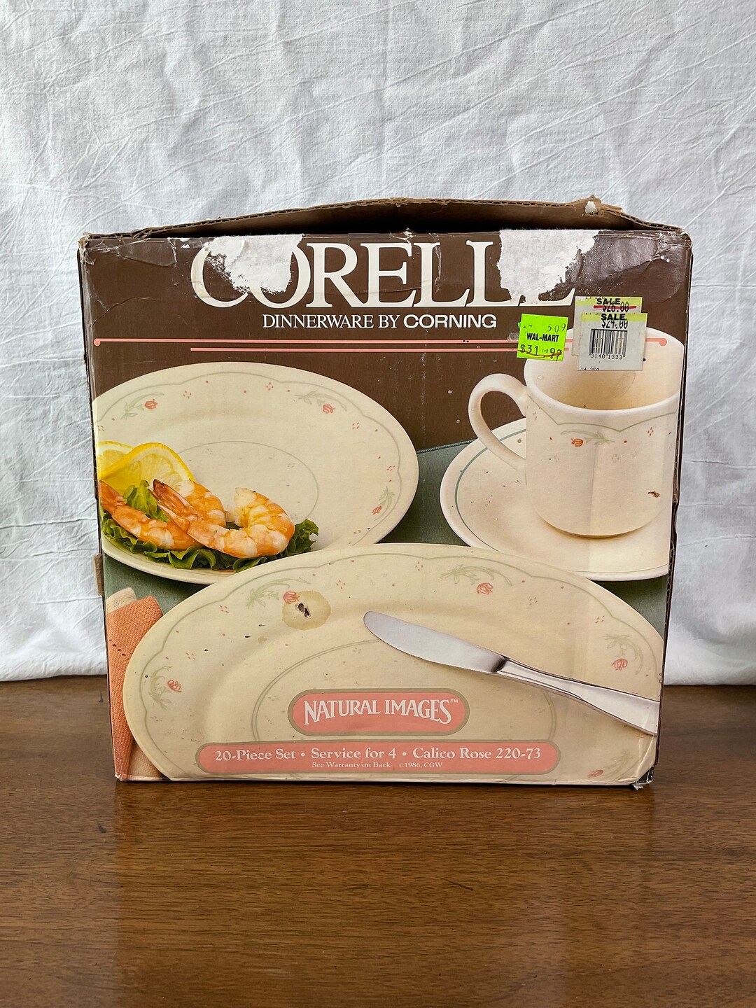 Vintage Corelle Calico Rose, 20 Piece Set, New in Original Box ...