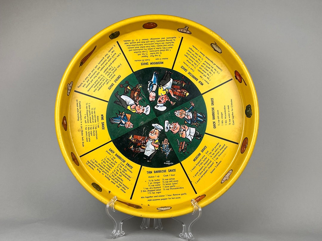 Vintage Barbeque Tray by Joe Carpenter 60's Round Yellow Masonware ...