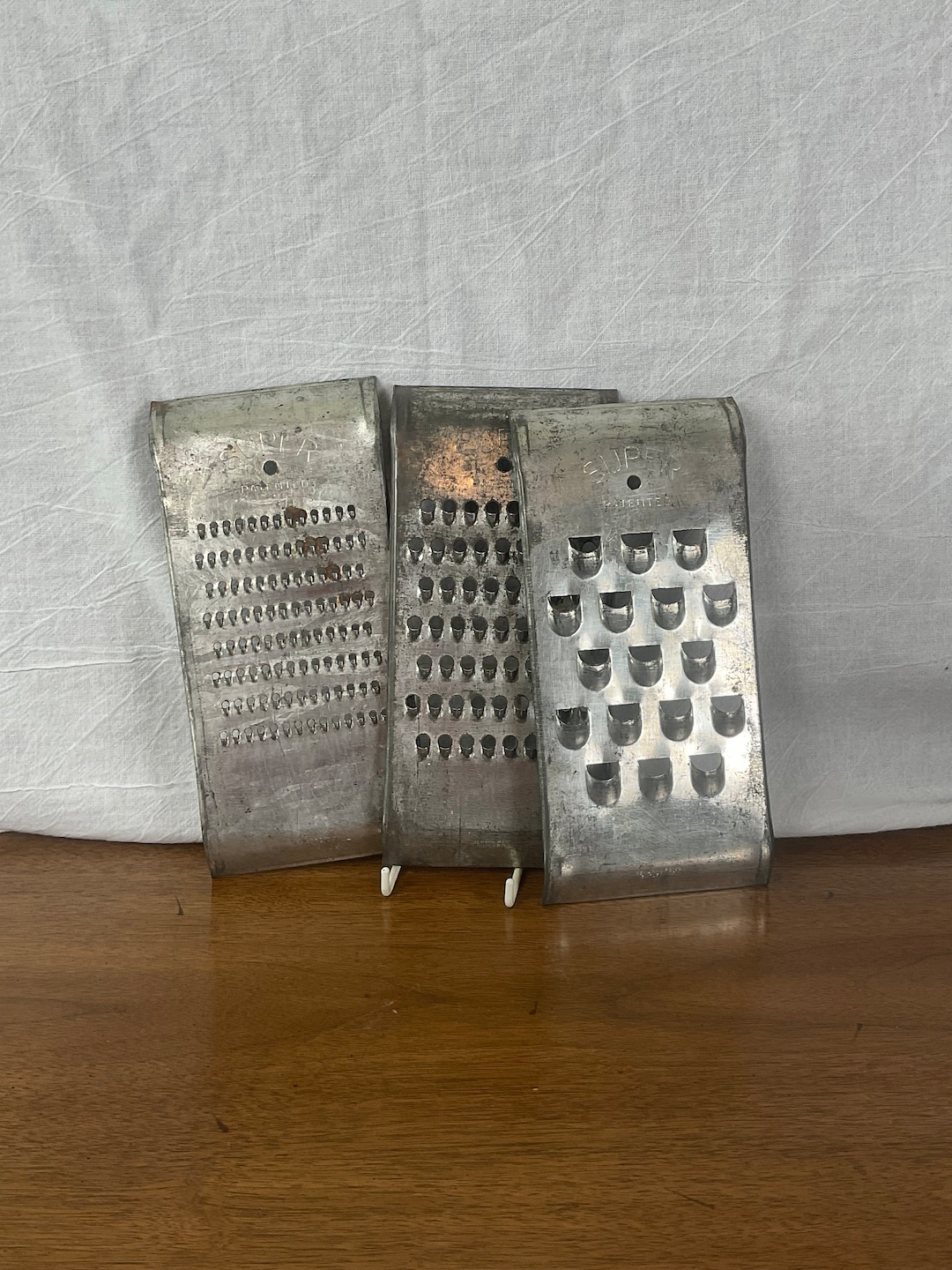 Vintage Super Metal Hand Grater Set of 3 Fine, Medium and Coarse Grates ...